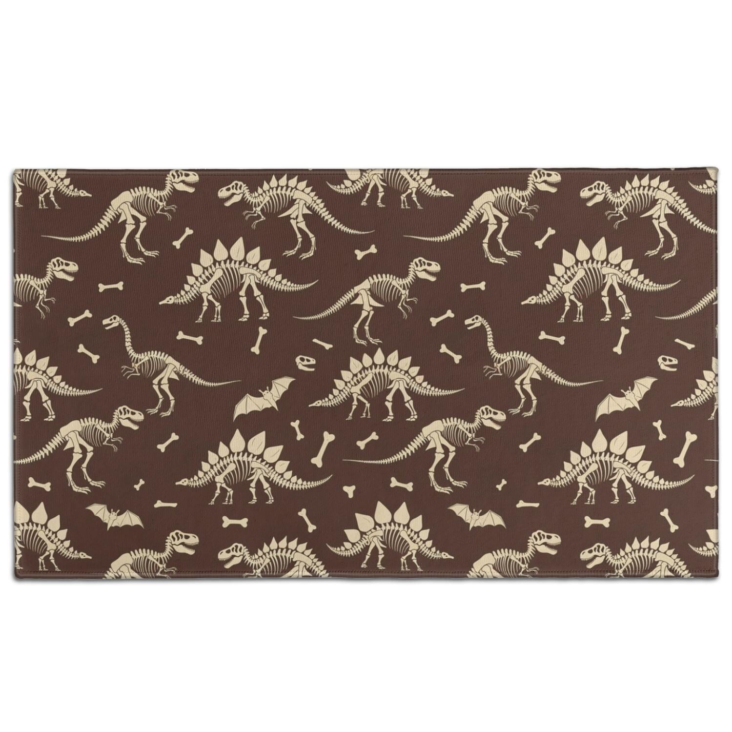 Brown Cartoon Dinosaurs Fossils Pattern Door Rugs,Washable Non Slip ...