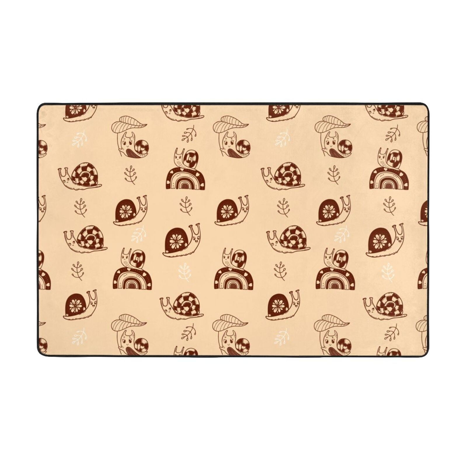 Brown Cartoon Snails Shaggy Area Rug, Rugs for Living Room Bedroom Non ...