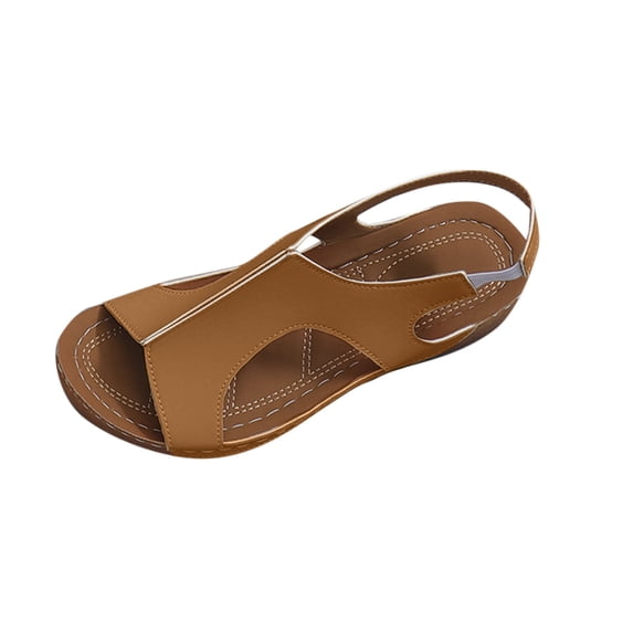 Brown Casual Comfortable Women'S Large Size Solid Color Open Toe Thick ...
