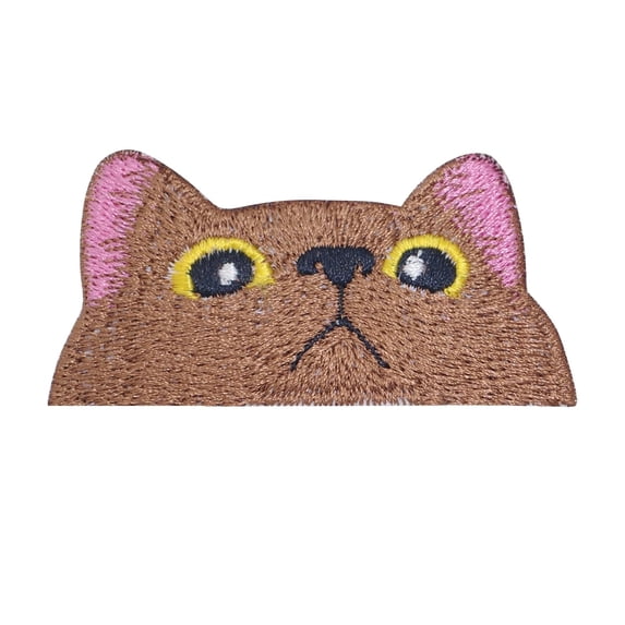Brown Cat Face Iron On Patches For Clothing Embroidered Applique Patch ...