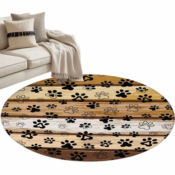 Brown Cat Paw Print Large Area Rugs for Bedroom Living Room, Soft Non ...