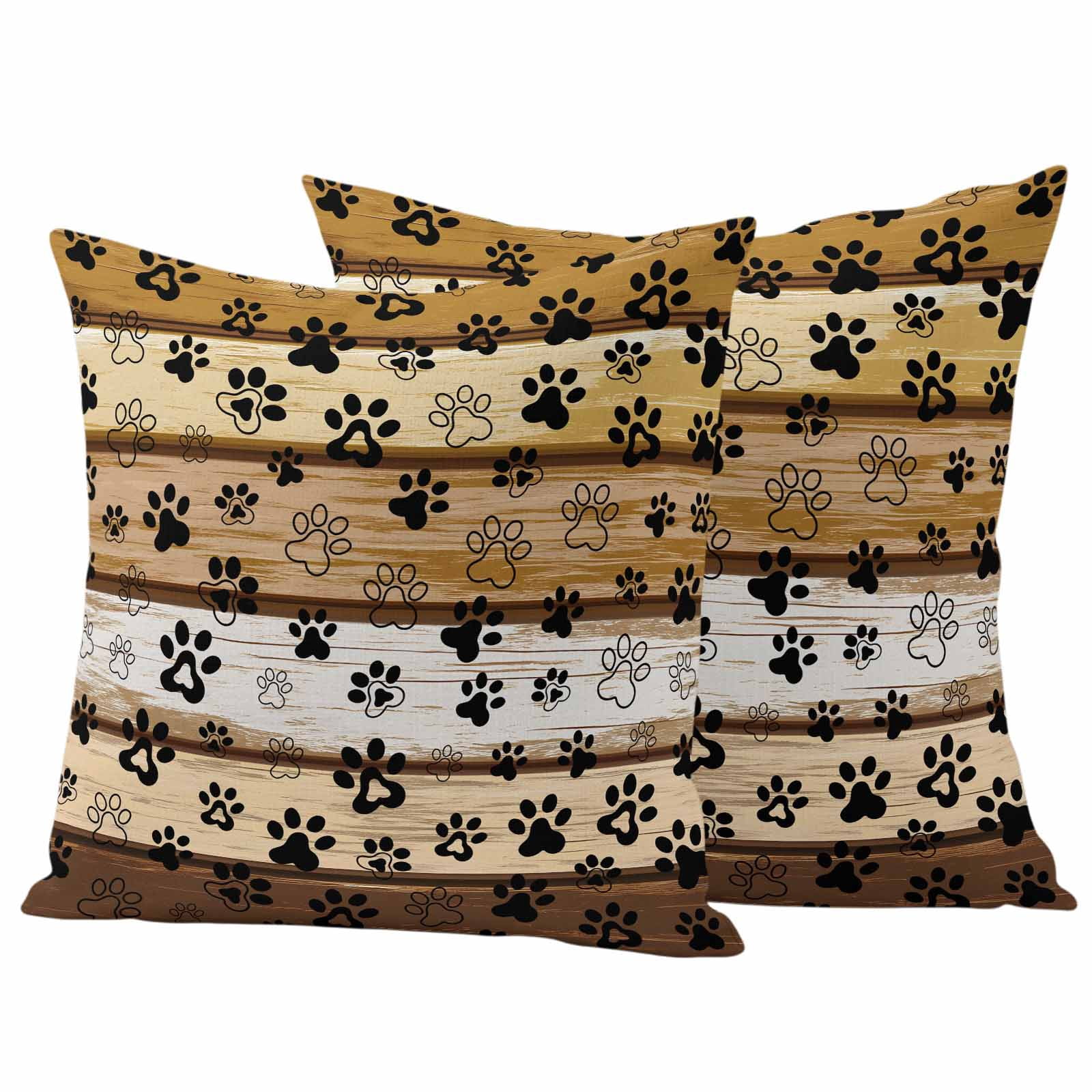 Brown Cat Paw Print Outdoor Waterproof Pillow Covers, Vintage Farmhouse ...