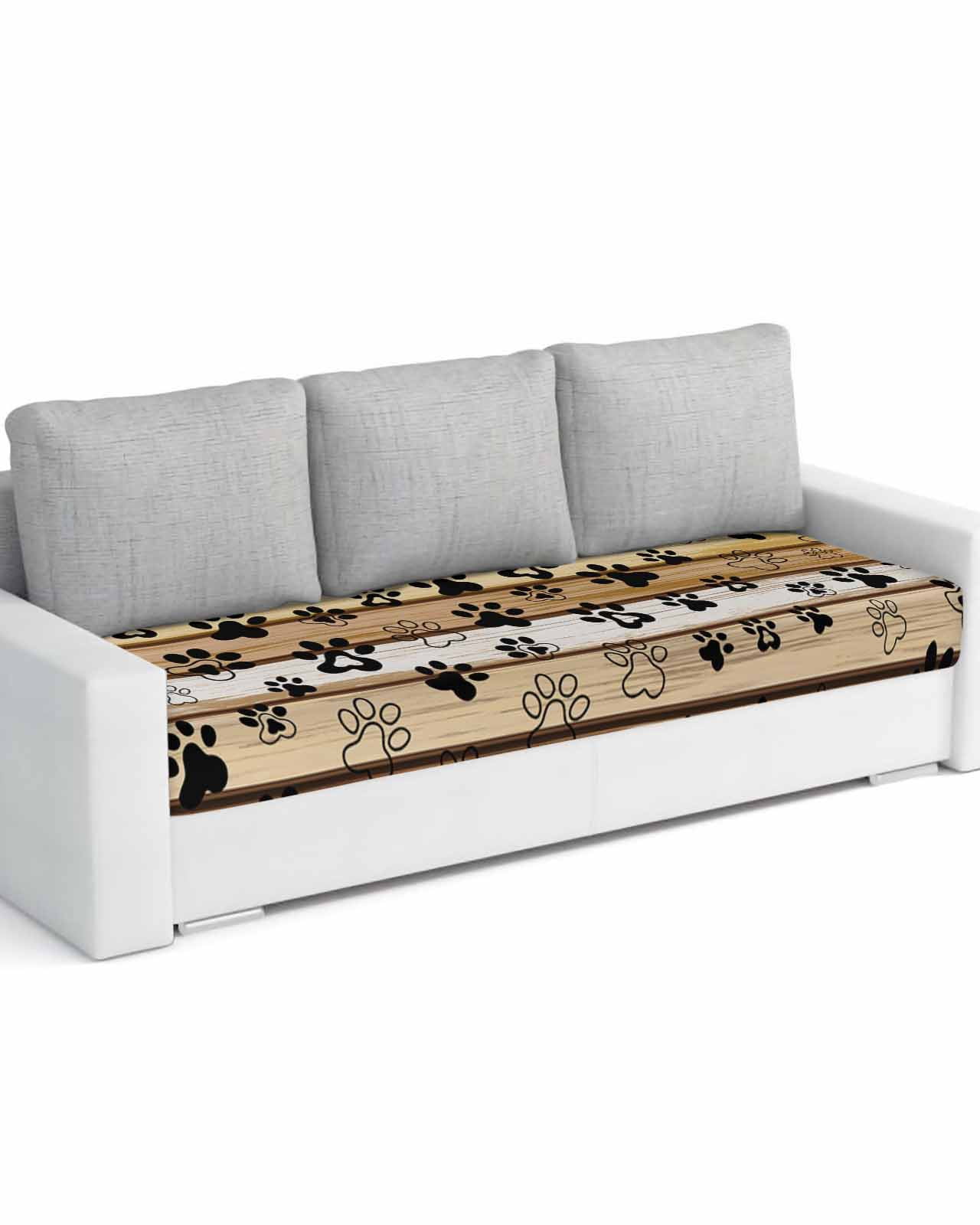 Brown Cat Paw Print Sofa Couch Cushion Covers Washable, Removable ...
