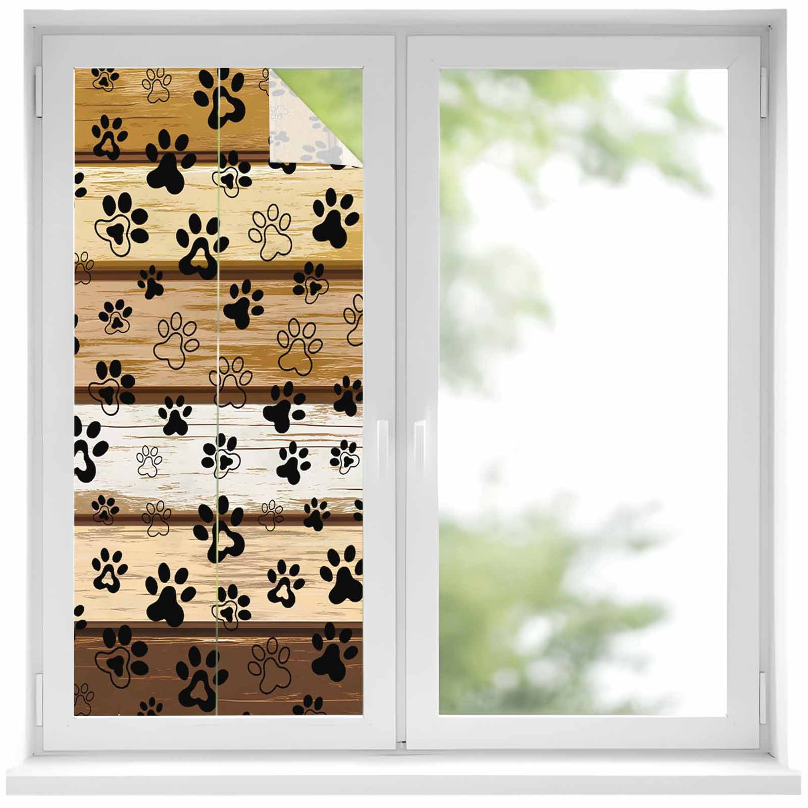 Brown Cat Paw Print Window Privacy Film, Vintage Farmhouse Country ...