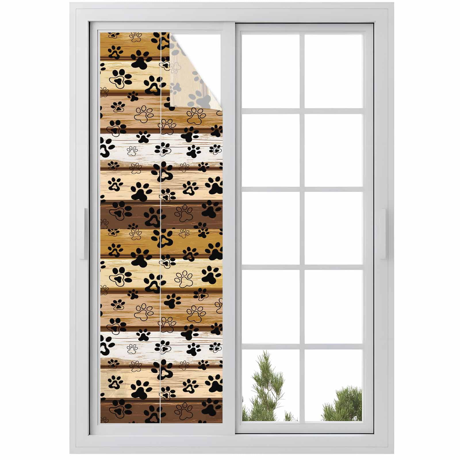 Brown Cat Paw Print Window Privacy Film, Vintage Farmhouse Country ...