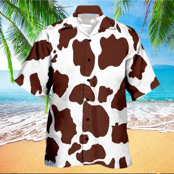 Brown Cattlle Ocean 3D Hawaiian Shirt - Walmart.com