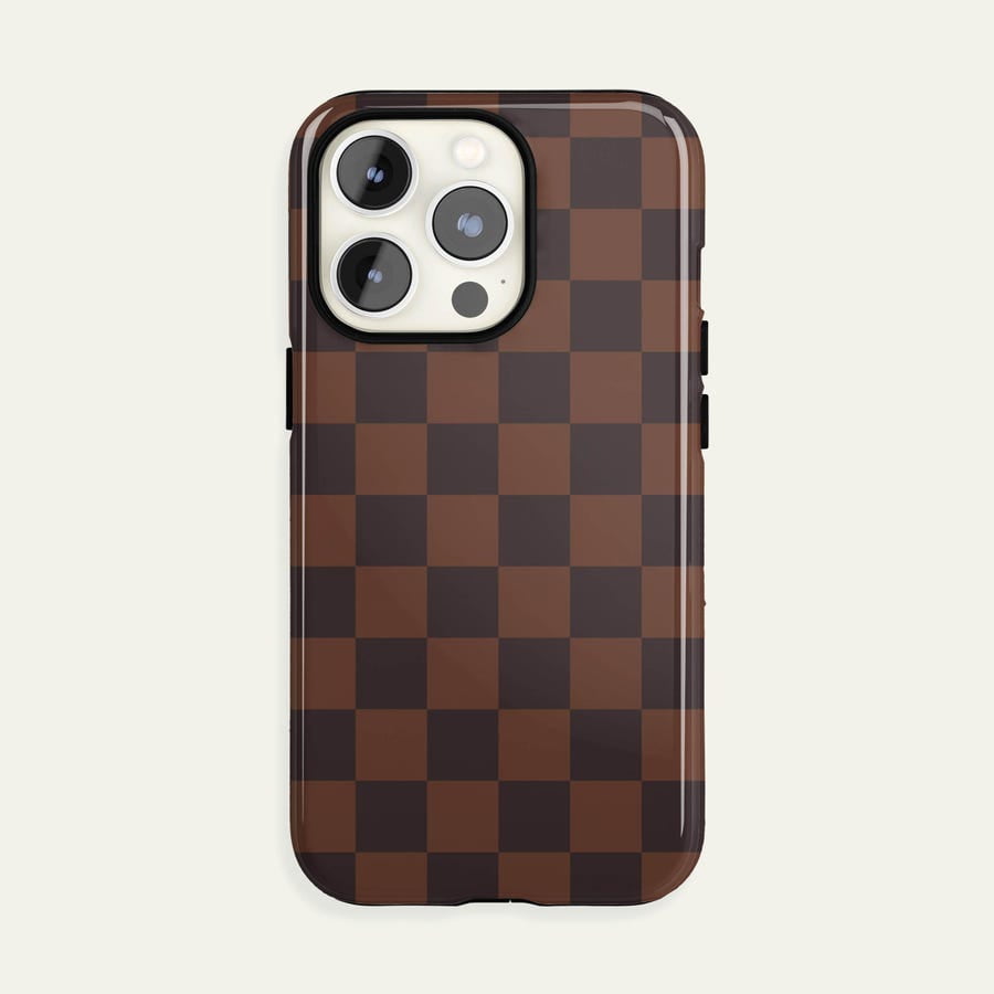 Brown Checkerboard Pattern Protective Phone Case for All Models 11 12 ...