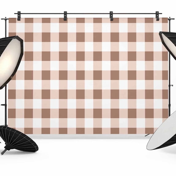 Brown Checkered Backdrop for Photography, Fabric Photo Background ...