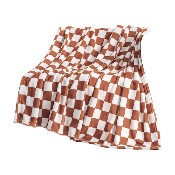 Brown Checkered Flannel Blanket 100 X 70 Cm B Lack And White Squares ...