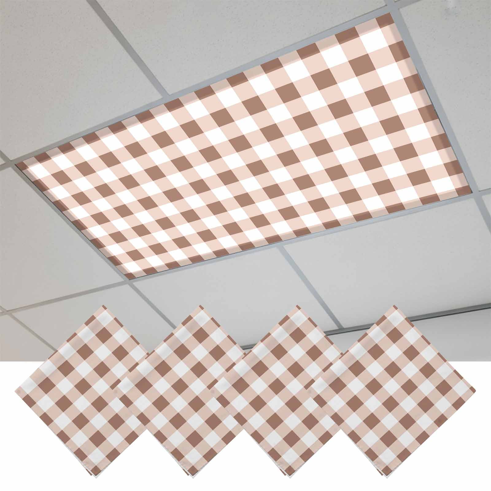 Brown Checkered Fluorescent Light Covers, Farmhouse Buffalo Plaid ...