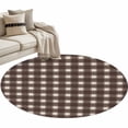 Brown Checkered Round Rug 4ft Washable Circle Entryway Rugs Non Slip ...