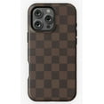 Brown Checkers Retro Pattern Case for iPhone 17 16 15 14 13 12 11 Pro ...