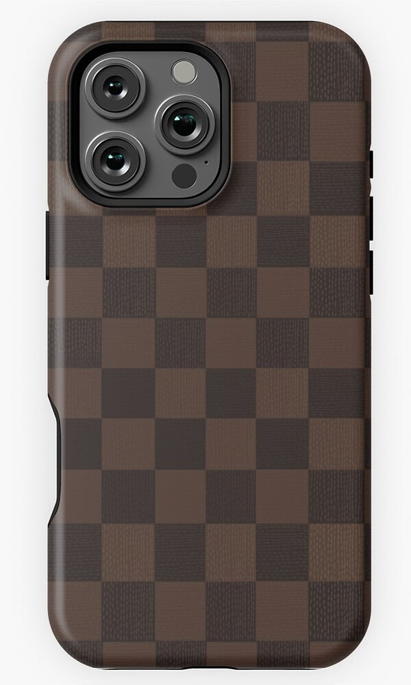 Brown Checkers Retro Pattern Phone Case for iPhone 16 15 14 13 12 11 ...