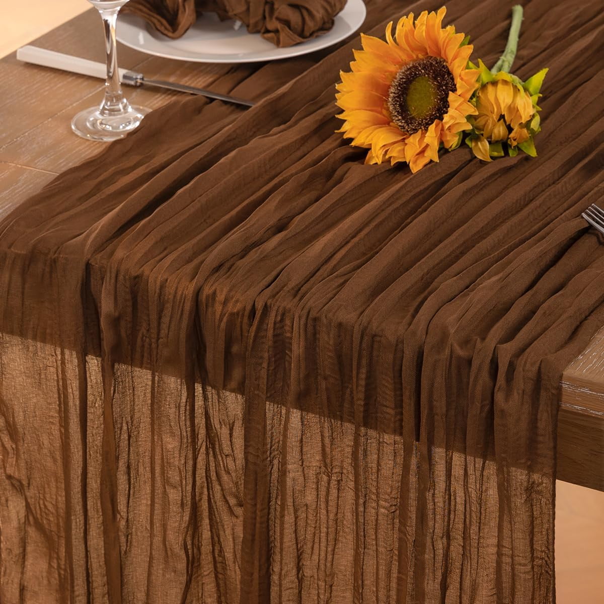 Brown Cheesecloth Table Runner Summer Sheer Marron Cheese Cloth Table ...