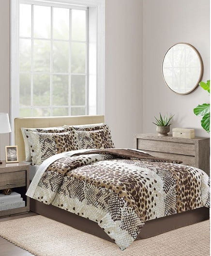 Brown Cheetah Leopard Zebra Safari Animal Prints Reversible King ...