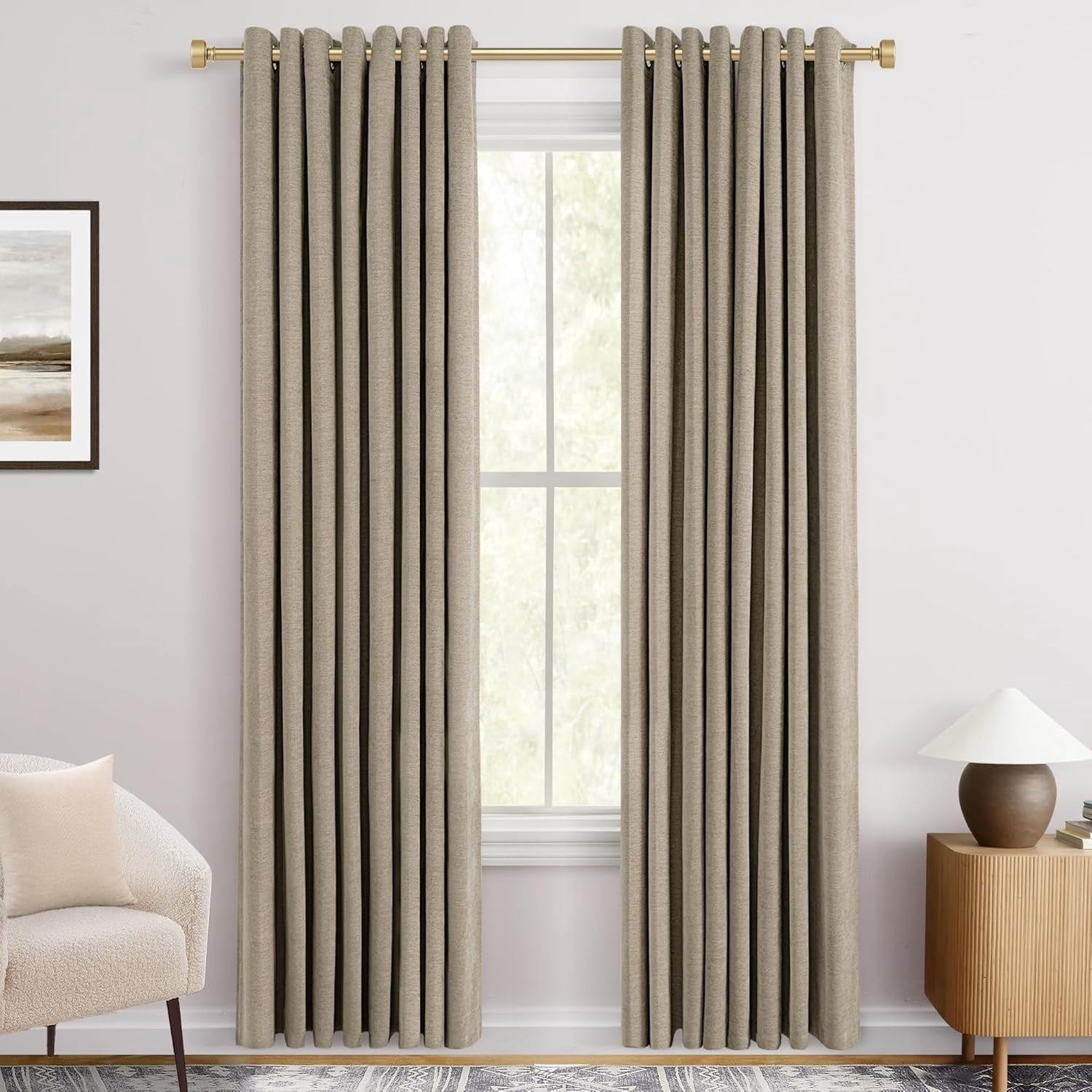 Brown Chenille Velvet Blackout Curtains 96" Long, Light Blocking ...
