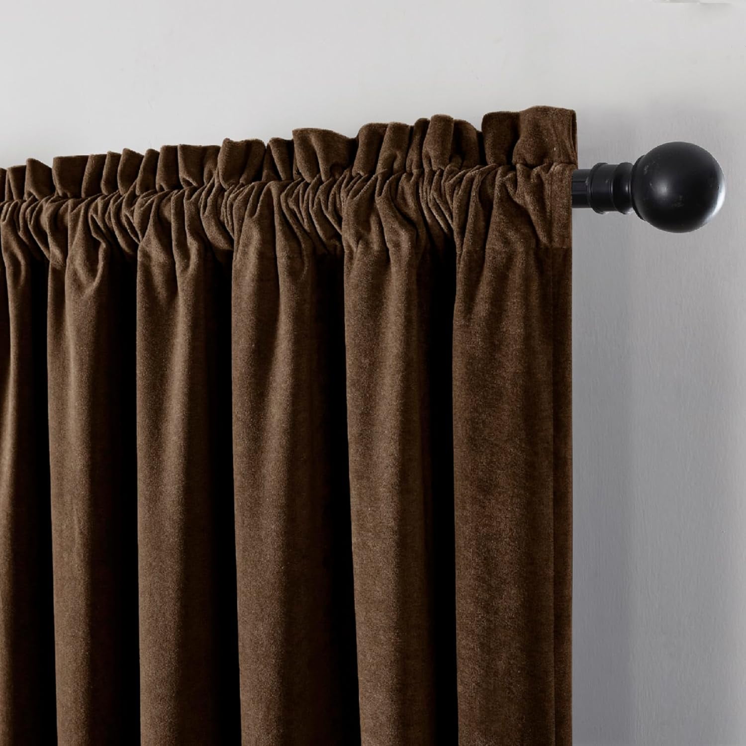 Brown Chenille Velvet Curtains (52 X 96), Rod Pocket Thermal Insulated ...