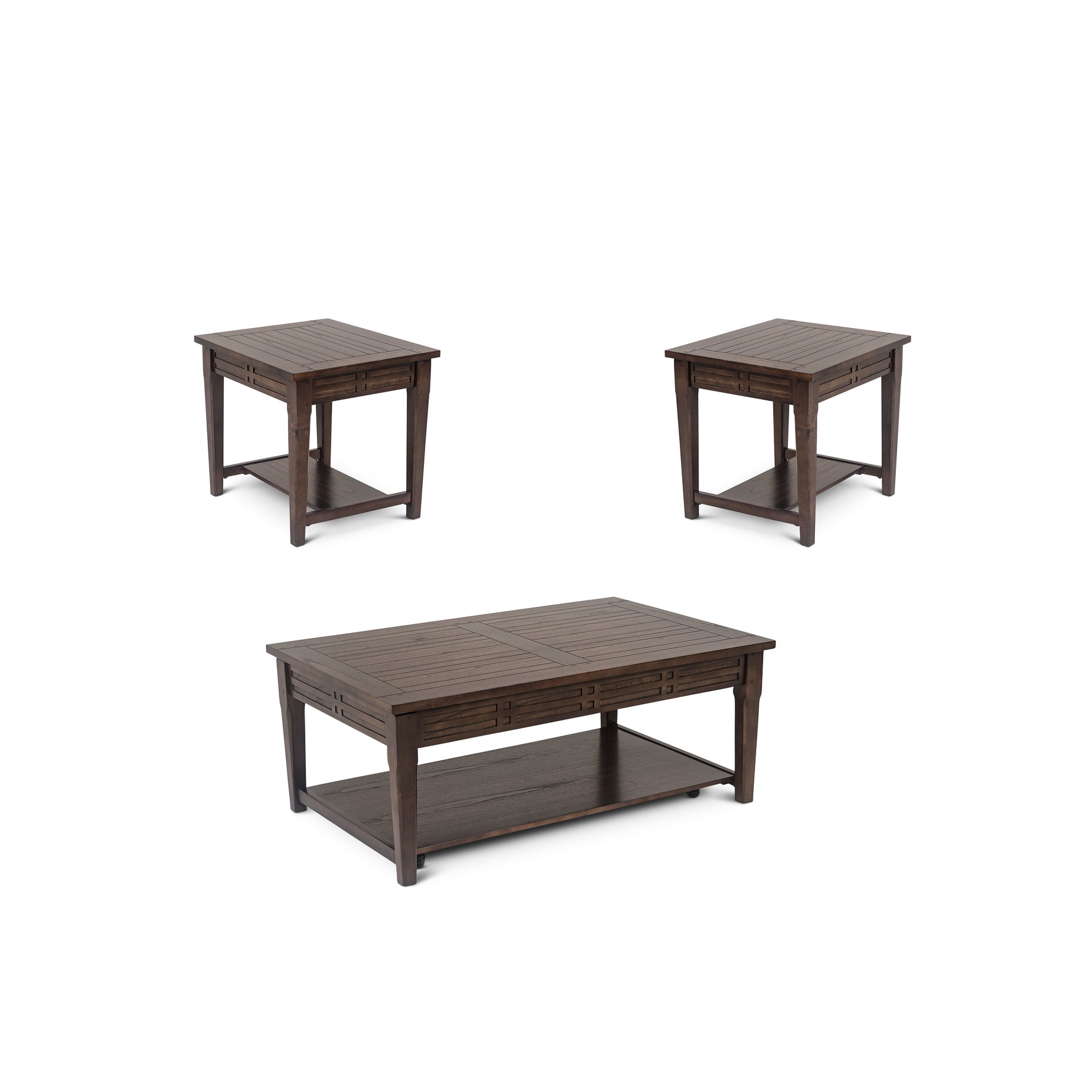 Brown Cherry 3 Piece Table , Rustic Style Lift-top Cocktail With Hidden ...