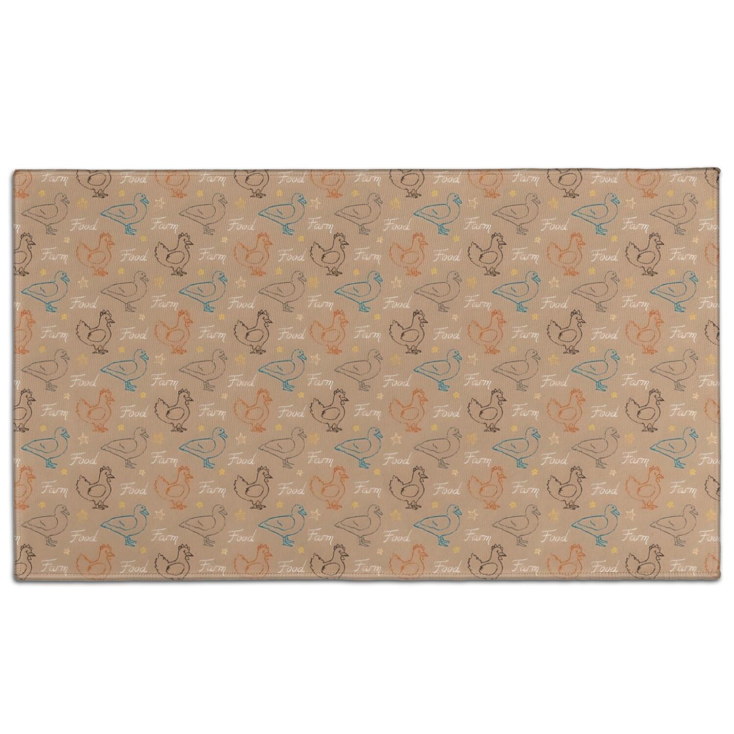 Brown Chicken Duck Pattern Door Rugs,Washable Non Slip Door Mats Indoor ...