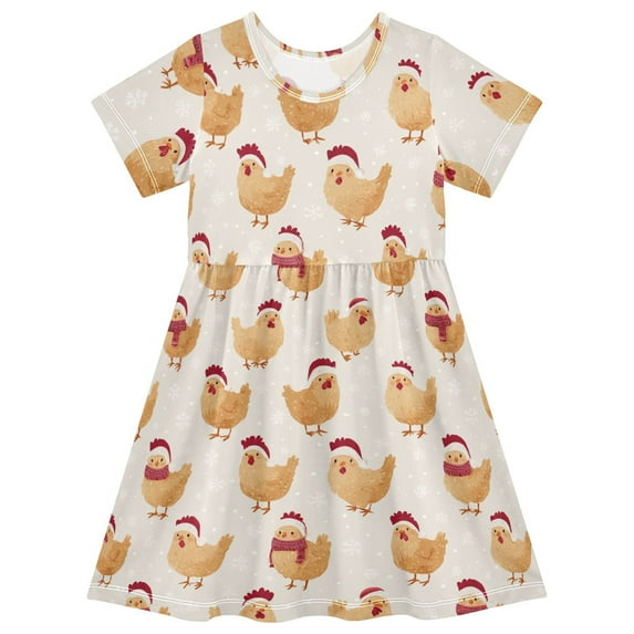 Brown Chicks Short Sleeve Dress A-Line Cute Midi Casual Sundress 2-8 ...