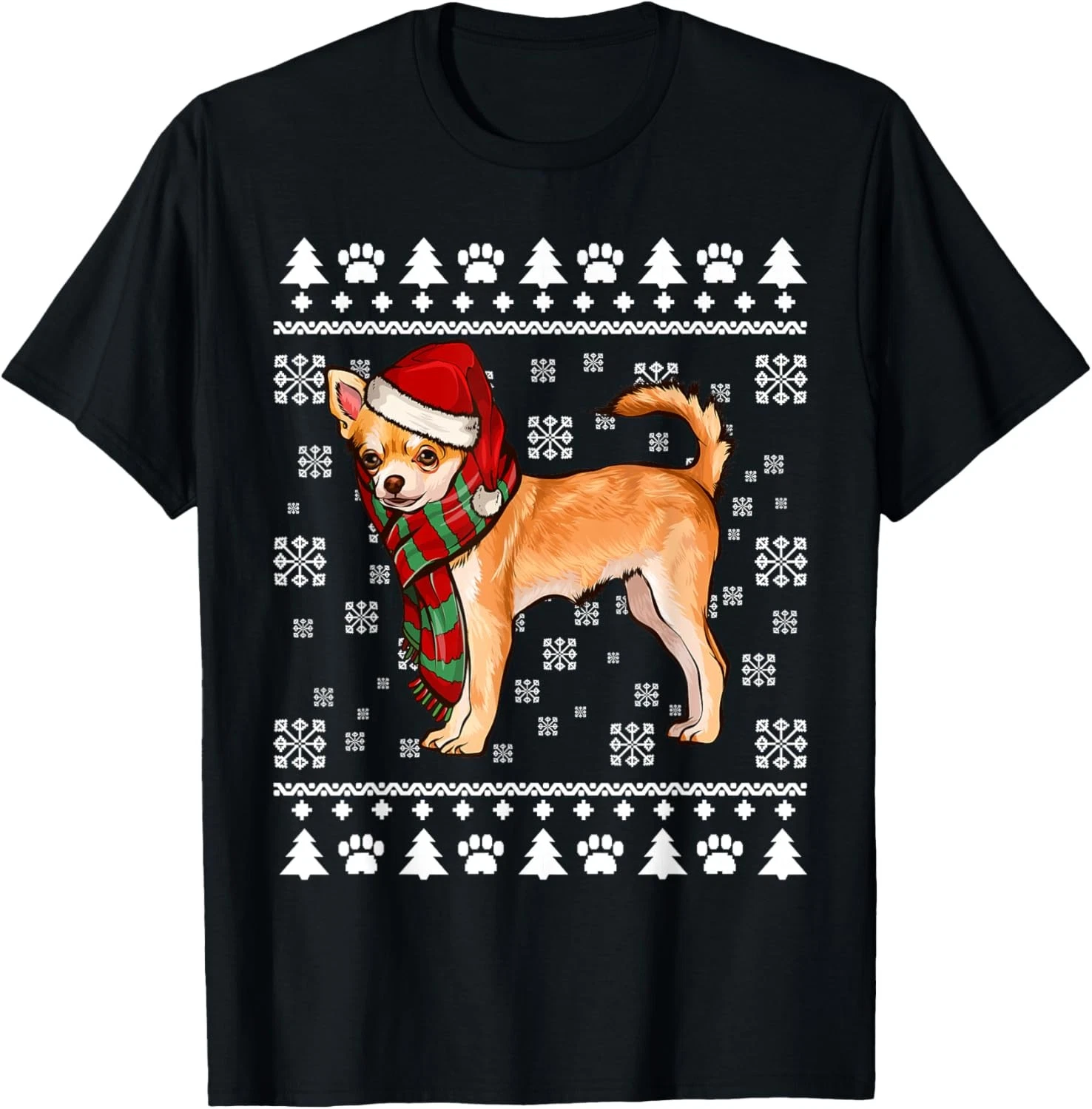 Brown Chihuahua Dog Jolly Red Hat Man Hat Ugly Christmas Holiday Unisex ...