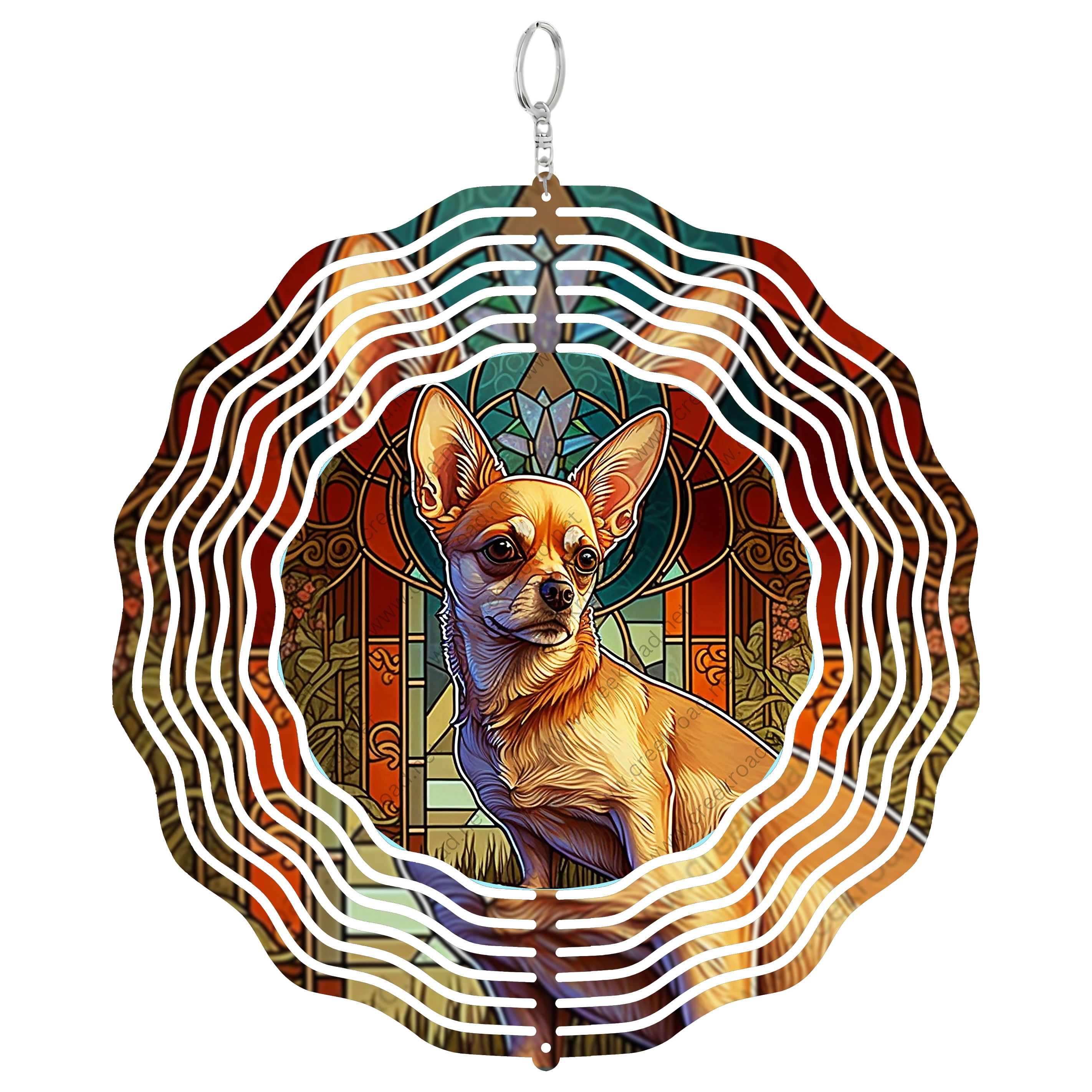 Brown Chihuahua Dog Portrait 3D Wind Spinner, Stainless Steel Pet Lover ...