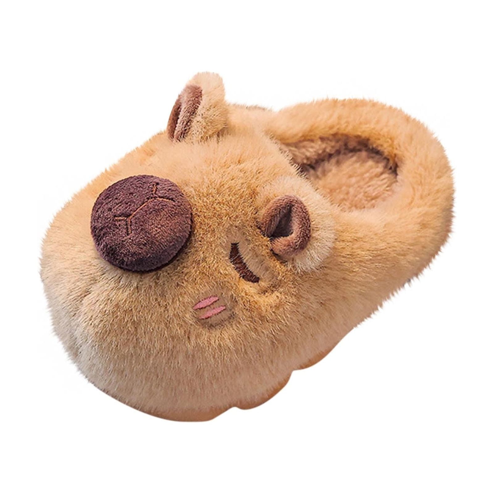 Brown Childrens Fleece Lined Warm Slippers For Fall Winter Cute ...