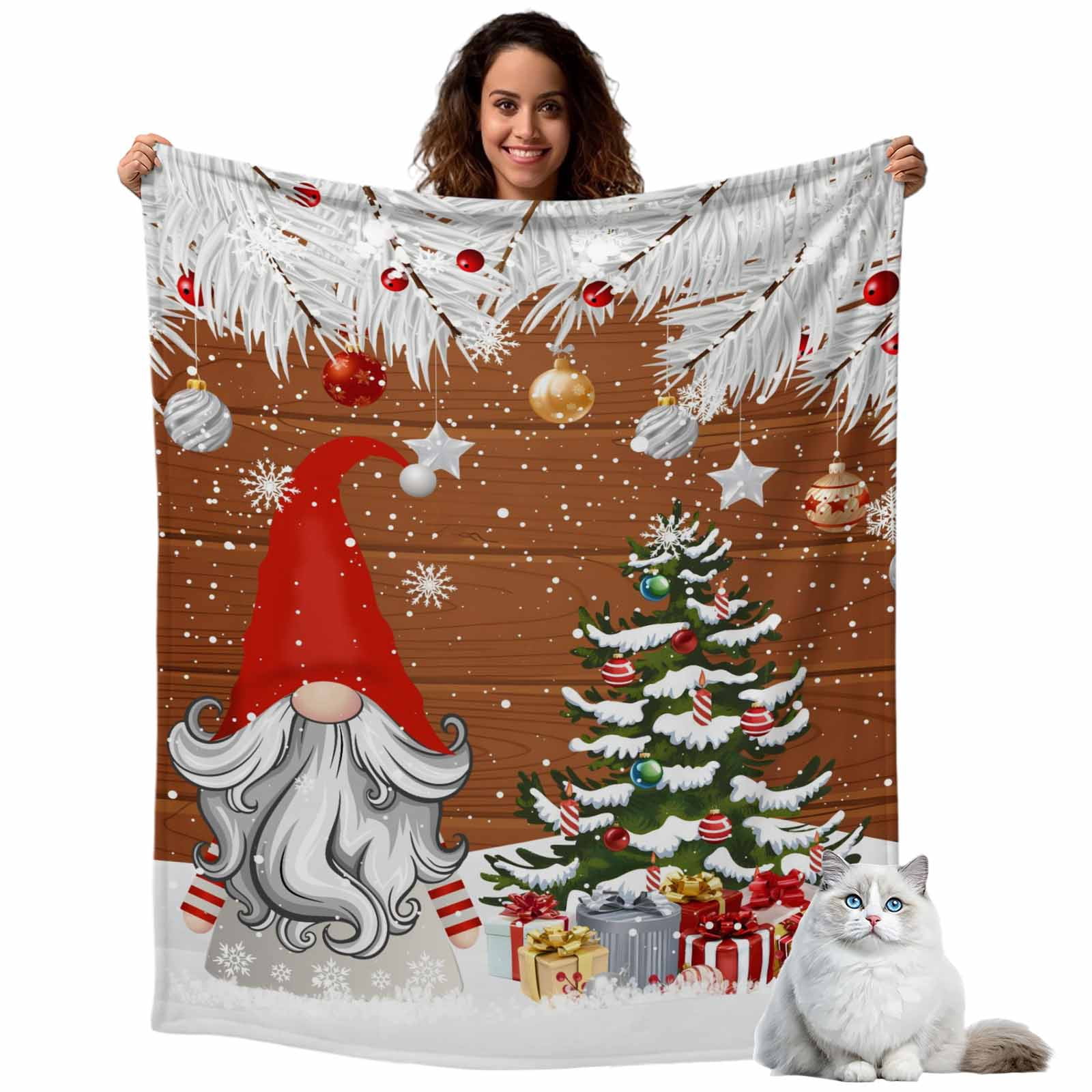 Brown Christmas Flannel Blanket for Bed,Travel and Camping, Dwarf ...