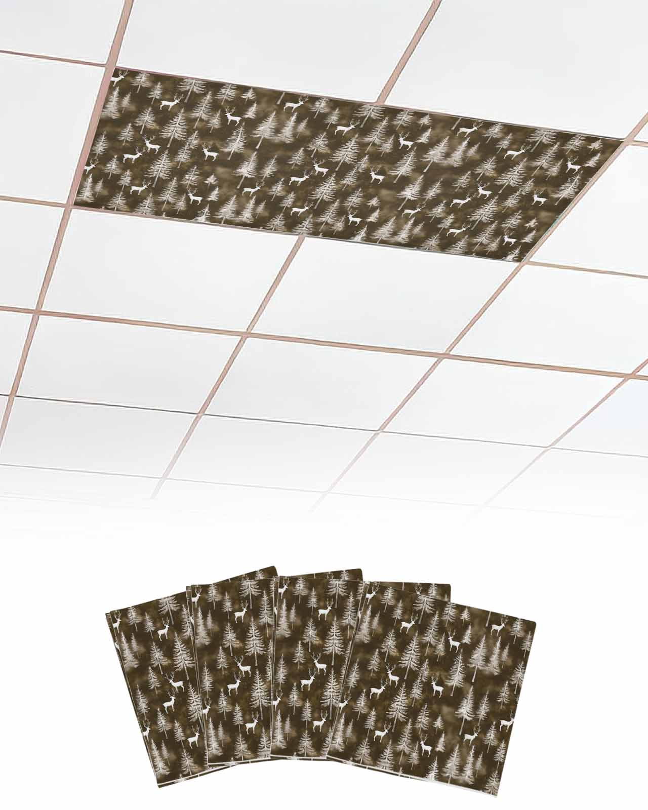 Brown Christmas Fluorescent Light Covers for Ceiling Lights 4x2 feet, 4 ...