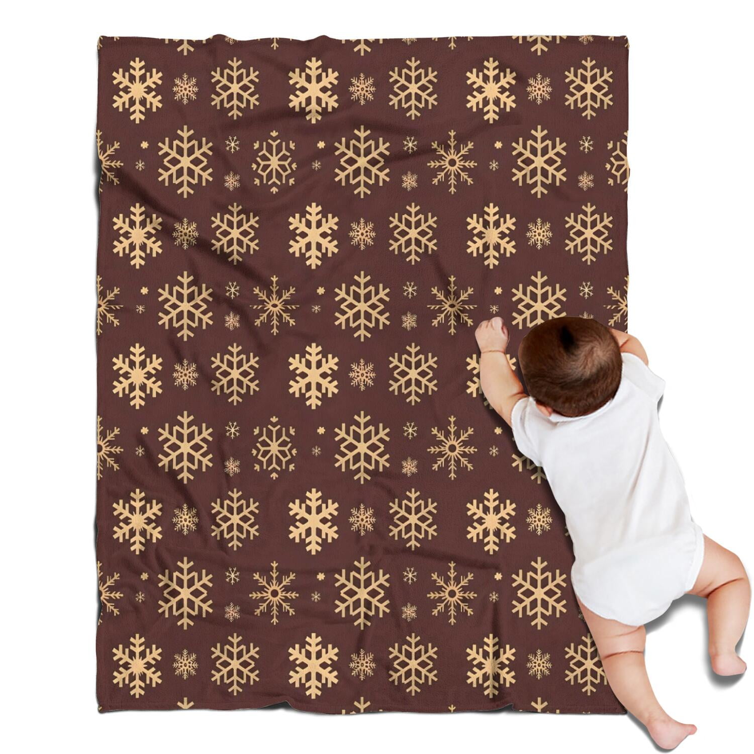 Brown Christmas Snowflake Pattern Blanket,Comfortable Soft Lamb Wool ...