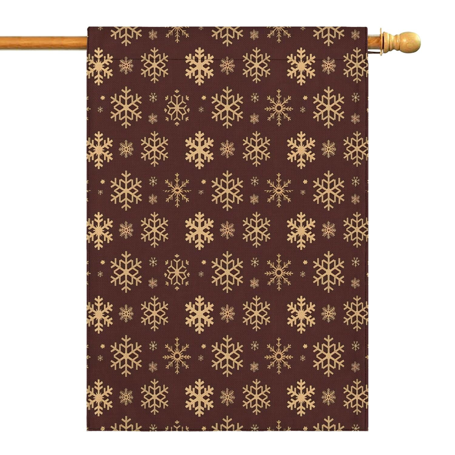 Brown Christmas Snowflake Pattern Fall Garden Flags 28"x40" Double Side ...