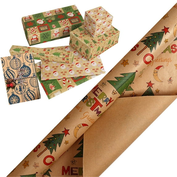 Brown Christmas Wrapping Paper, Kraft Xmas Wrapping Paper Jumbo Roll ...