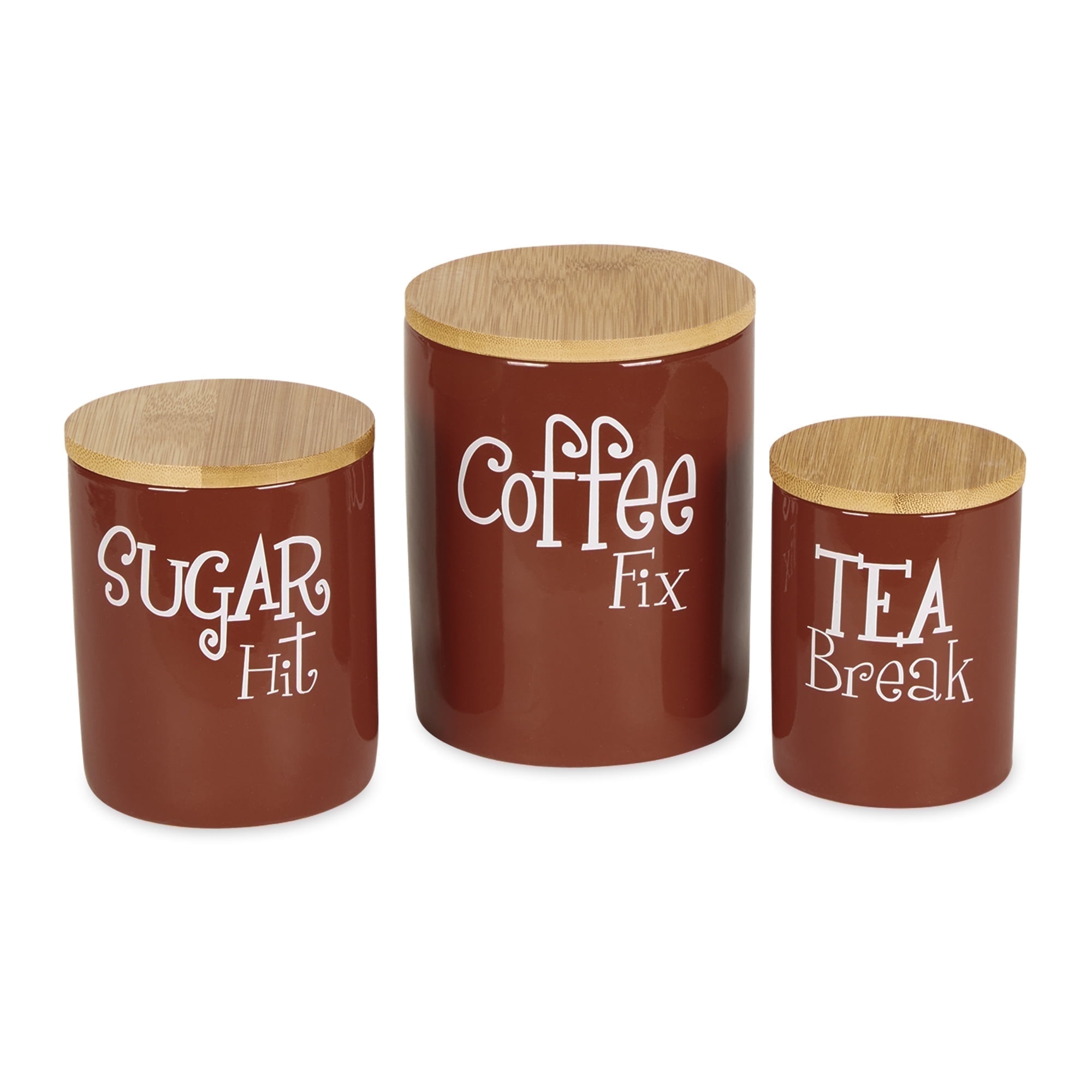 Brown Cinnamon Coffee Sugar Tea Ceramic Canister 3 Piece - Walmart.com