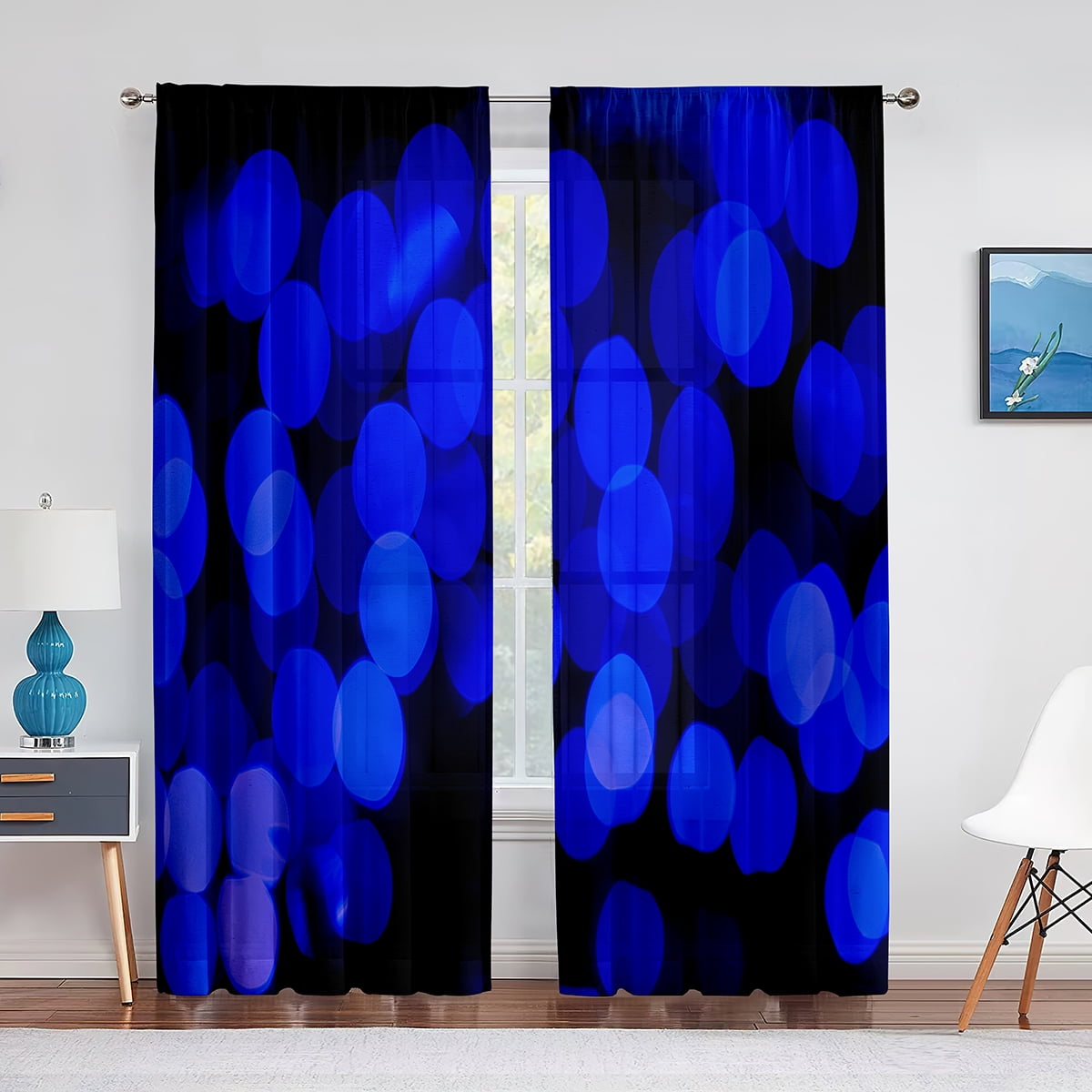 Brown Circles Dots Pattern Tulle Window Curtains for Living Room ...