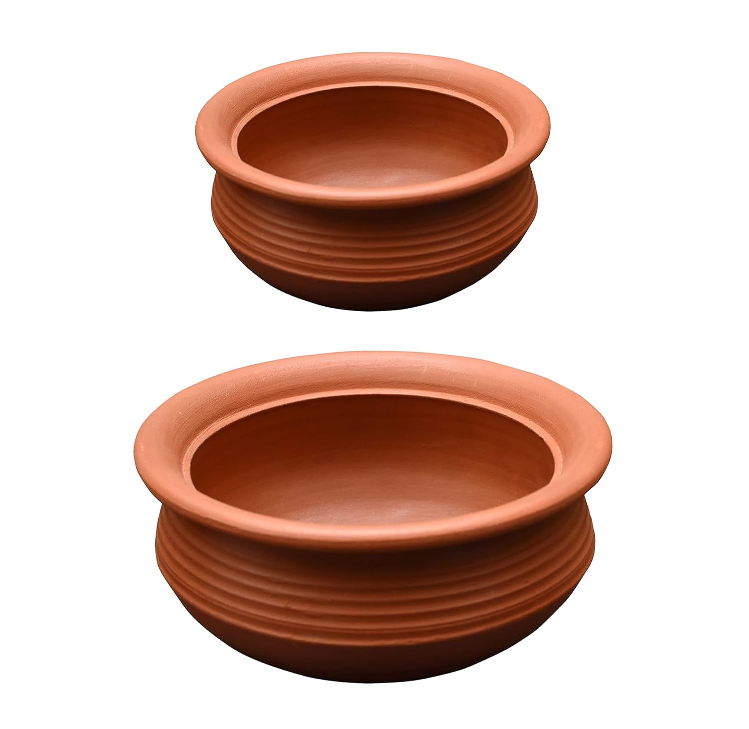 Brown Clay Handi Pot Combo Of 1 + 2 Liters For Cooking On Gas ...