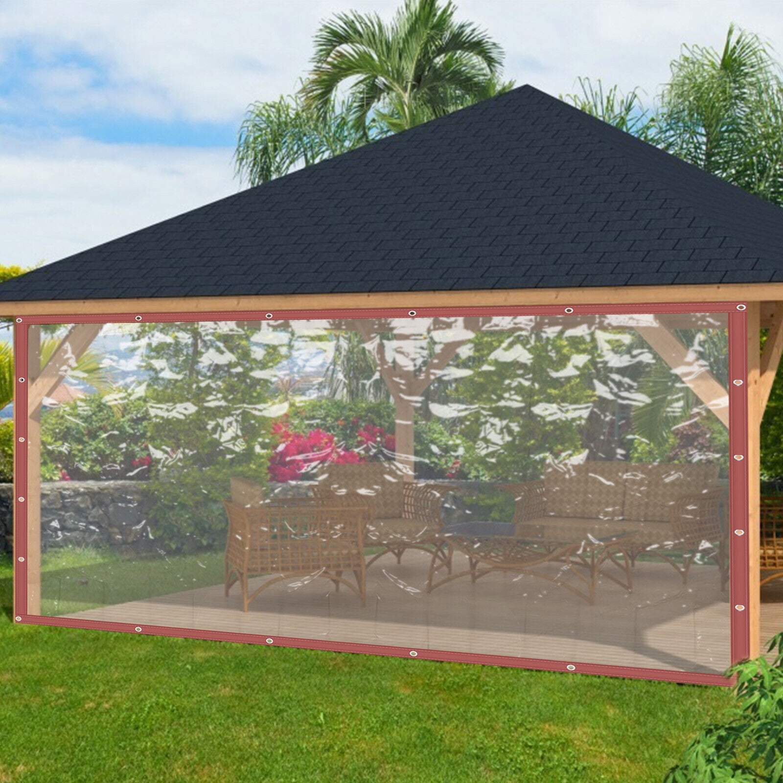 Brown Clear Tarps Commercial Grade Waterproof Wind-Proof Clear Awning ...