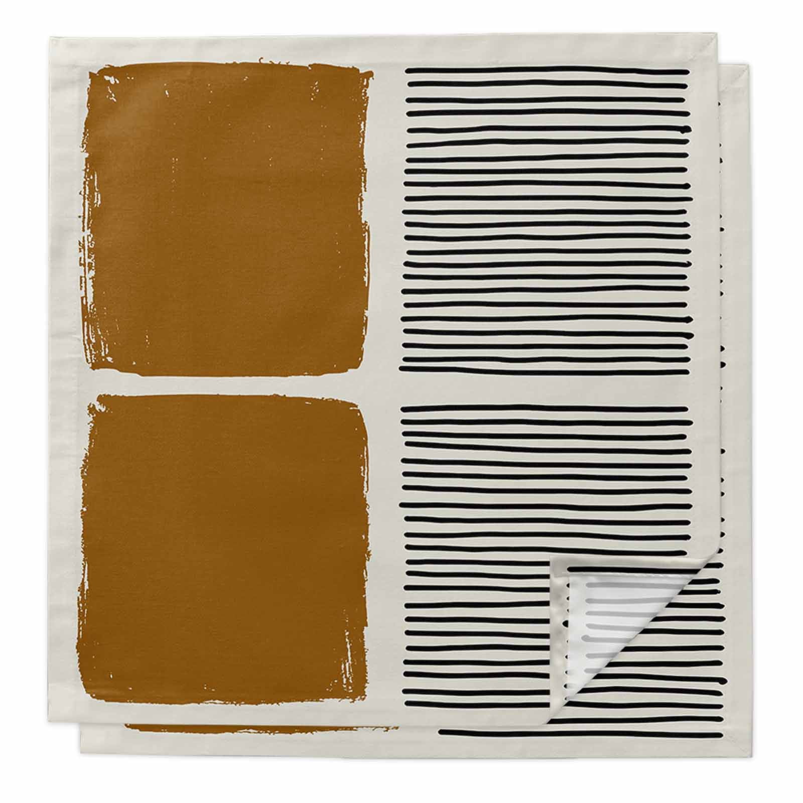 Brown Cloth Napkins, Modern Painting Farmhouse Striped Abstract Art ...
