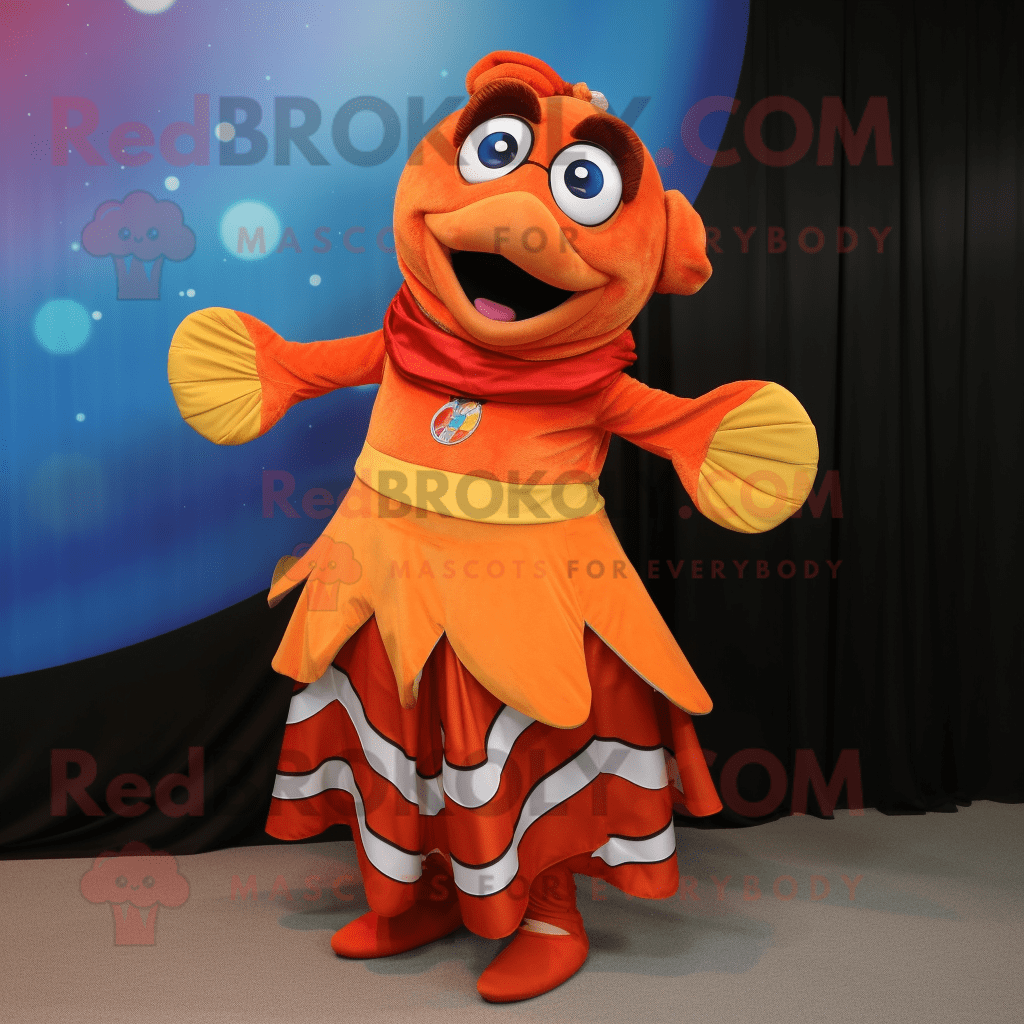 Brown Clown Fish mascot costume character dressed with a A-Line Dress ...