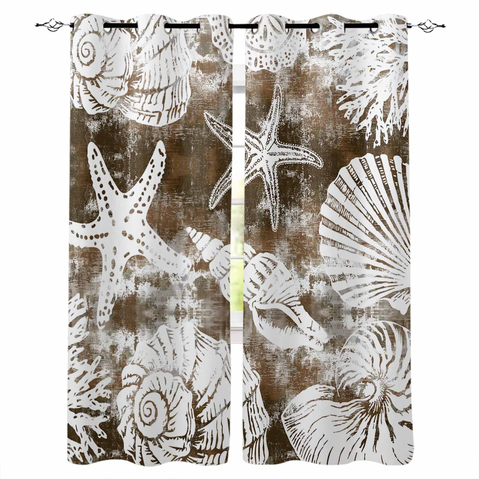 Brown Coastal Blackout Curtains for Bedroom Living Room Darkening ...