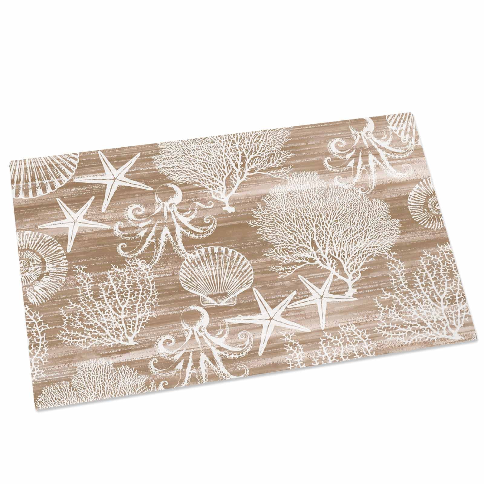 Brown Coastal Door Mat 20x31.5 Inch Nautical Starfish Octopus Coral ...