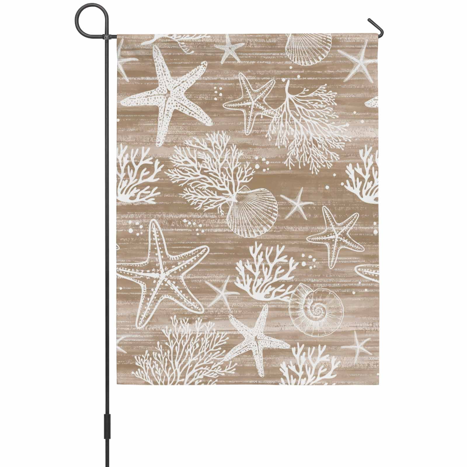 Brown Coastal Garden Flag 12 x 18 Inches, Nautical Starfish Coral ...