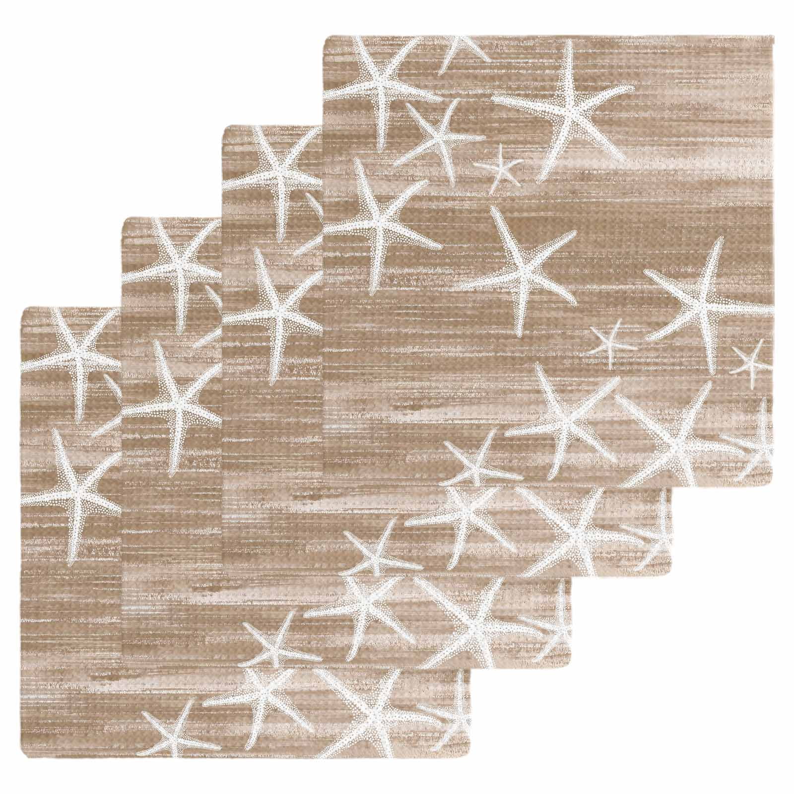 Brown Coastal Kitchen Dish Towels for Drying Dishes Set of 4, Summer ...