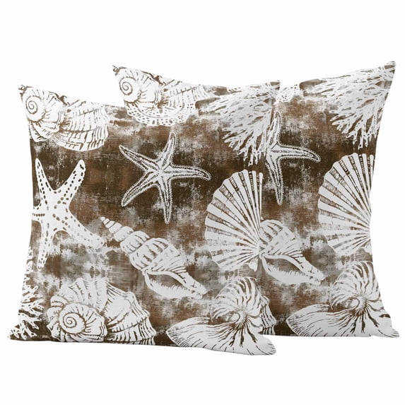 Brown Coastal Outdoor Waterproof Pillow Covers, Modern Oil Painting ...