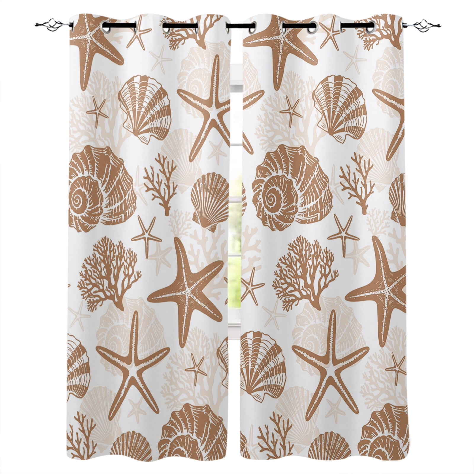 Brown Coastal Summer Blackout Curtains for Bedroom Living Room ...