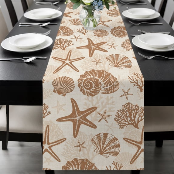 Brown Coastal Summer Table Runner 108 Inches Long,Dining Table Runners ...