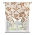 Brown Coastal Summer Tie Up Curtains for Small Windows,Adjustable Rod ...
