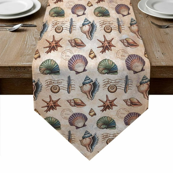 Brown Coastal Table Runner Linen Burlap Table Runner 70 Inches Long ...