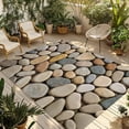 Brown Cobblestone Style Outdoor Rug, Modern Abstract Beach Cobblestones ...