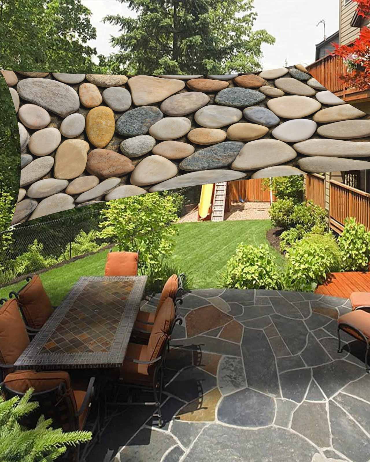 Brown Cobblestone Style Sun Shade Sail 6.5'X10' Modern Abstract Beach ...