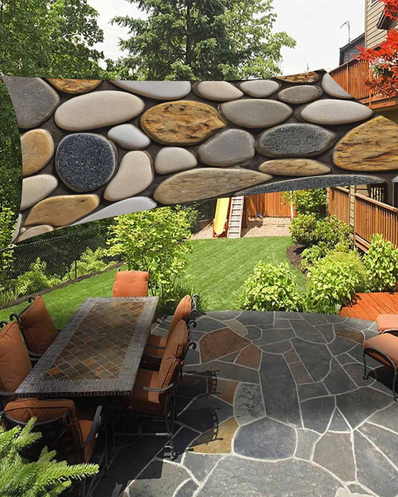 Brown Cobblestone Style Sun Shade Sail 8'X10' Modern Abstract Art Beach ...